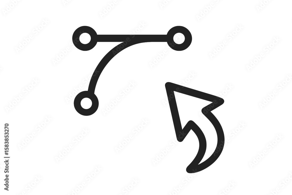 เวกเตอร์ Stock Vector path tool icon with anchor points. Bézier curve ...