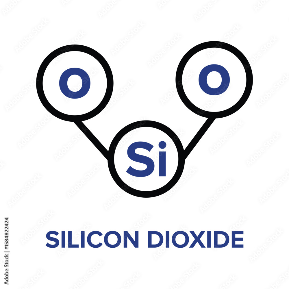 Silicon Dioxide (SiO2) or Silica Vector, PNG, JPG icon. A compound ...