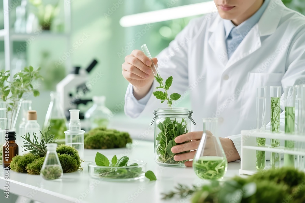 Scientist Researching Herbal Plants in Laboratory – Botanical Science and Natural Medicine ...