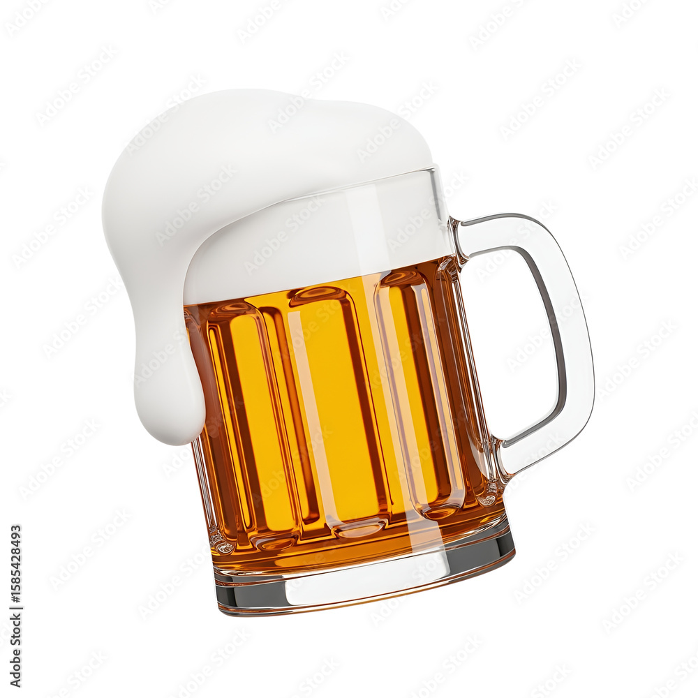 3d icon of a frothy mug of beer isolated on transparent background ...
