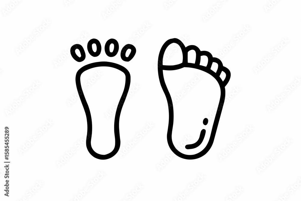 Vector de Stock Illustration of two foot prints one showing toes and ...
