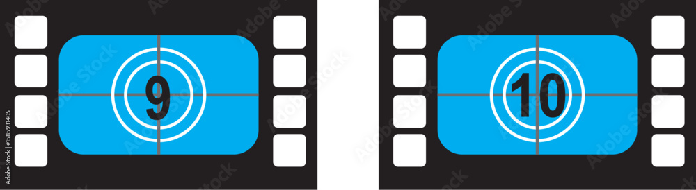Film Countdown Animation Frames | Movie Countdown Timer Vector Set ...