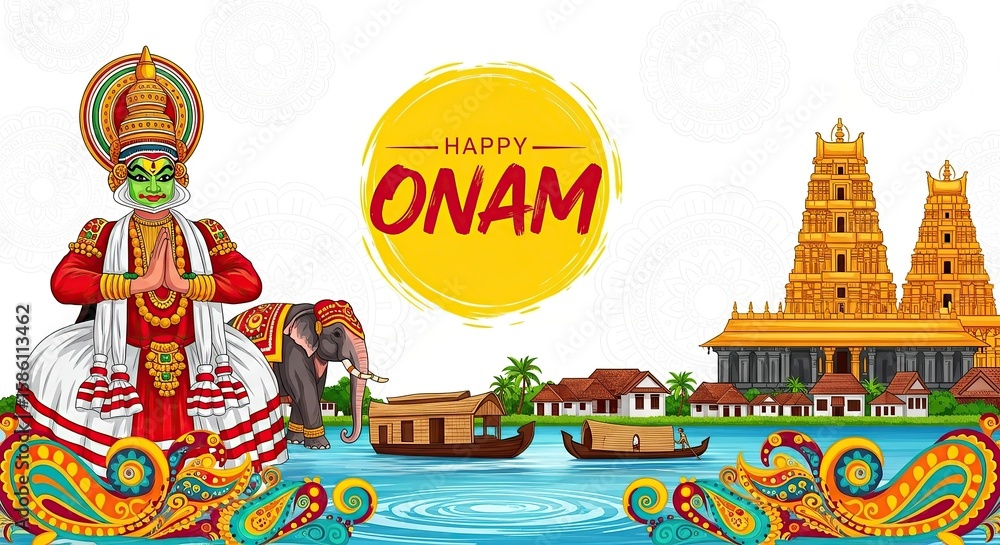 Happy Onam with creativeVector illustration for and beautiful design ...