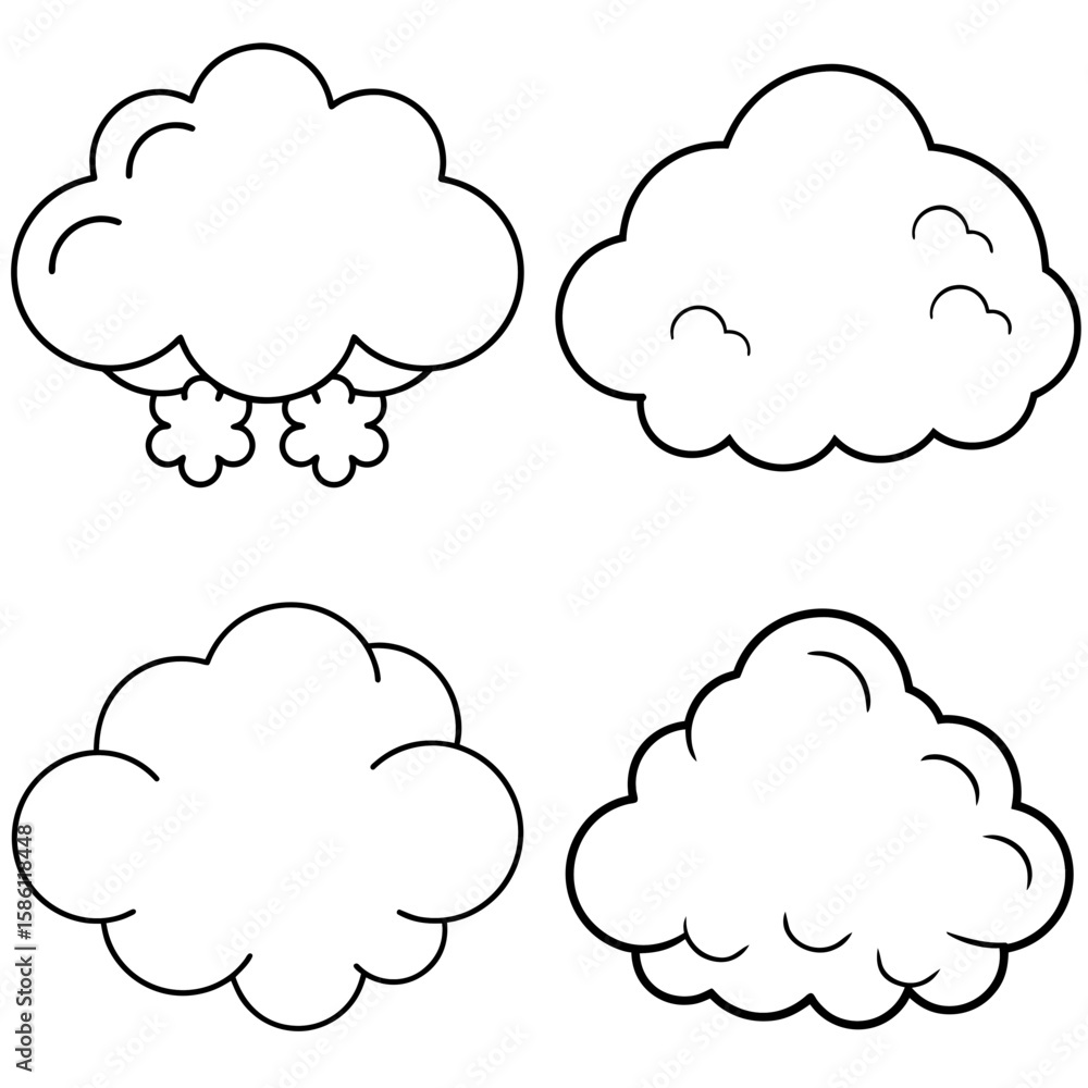Snow Cloud Icon Coloring Page – Winter Weather Outline for Kids and ...