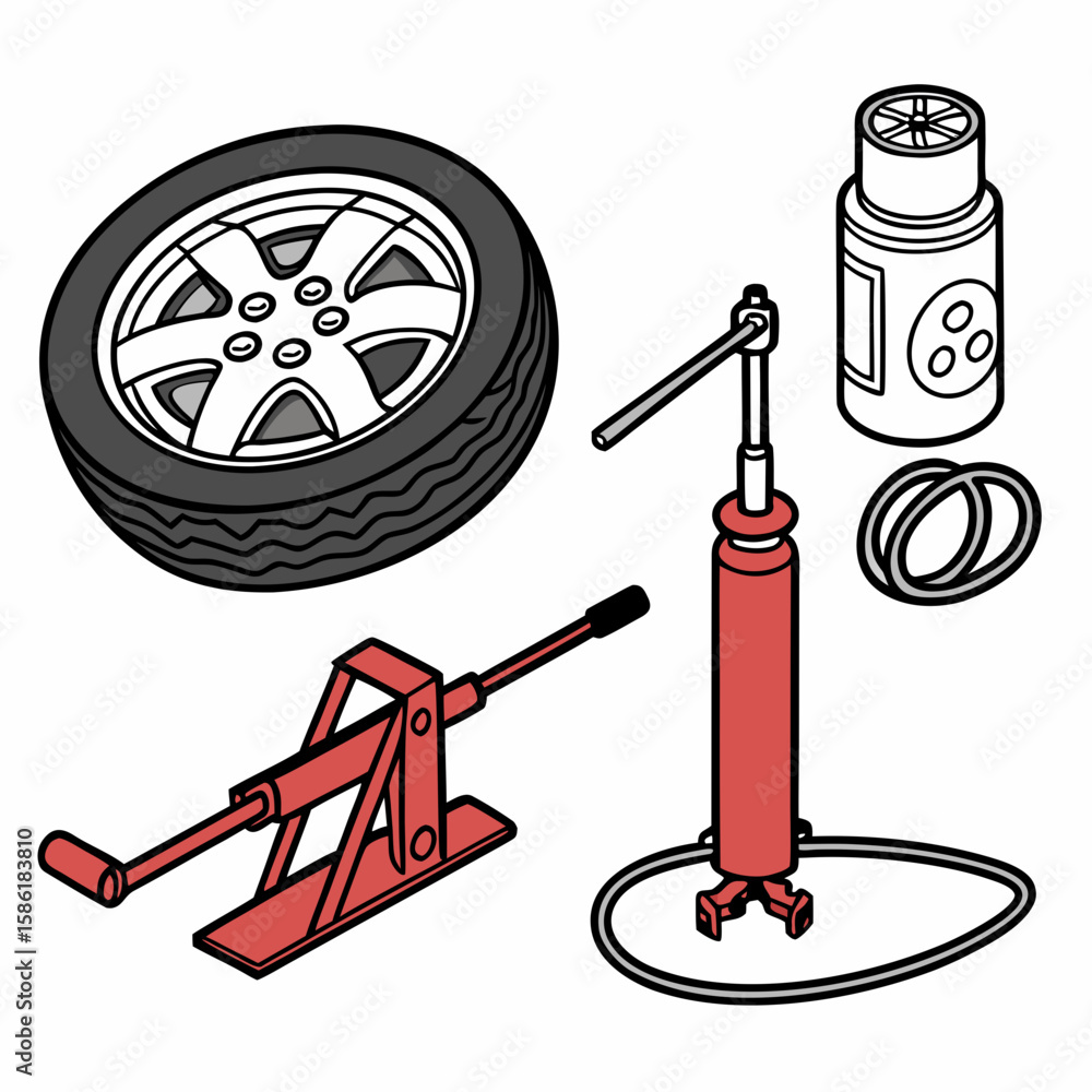 Pit Stop Tools Vector Racing Helmet, Flags, Car & Track AI Design Stock ...