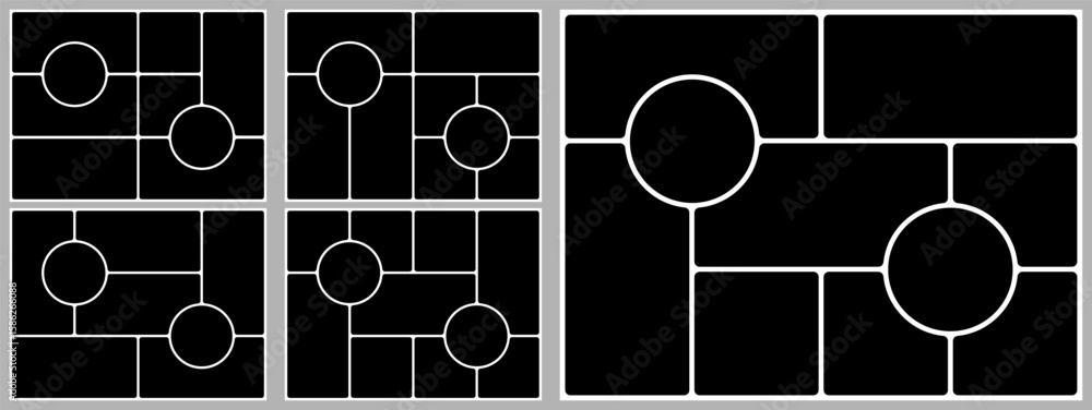4x3 brutalist grid template. Photo layout bento box design. Collage ...