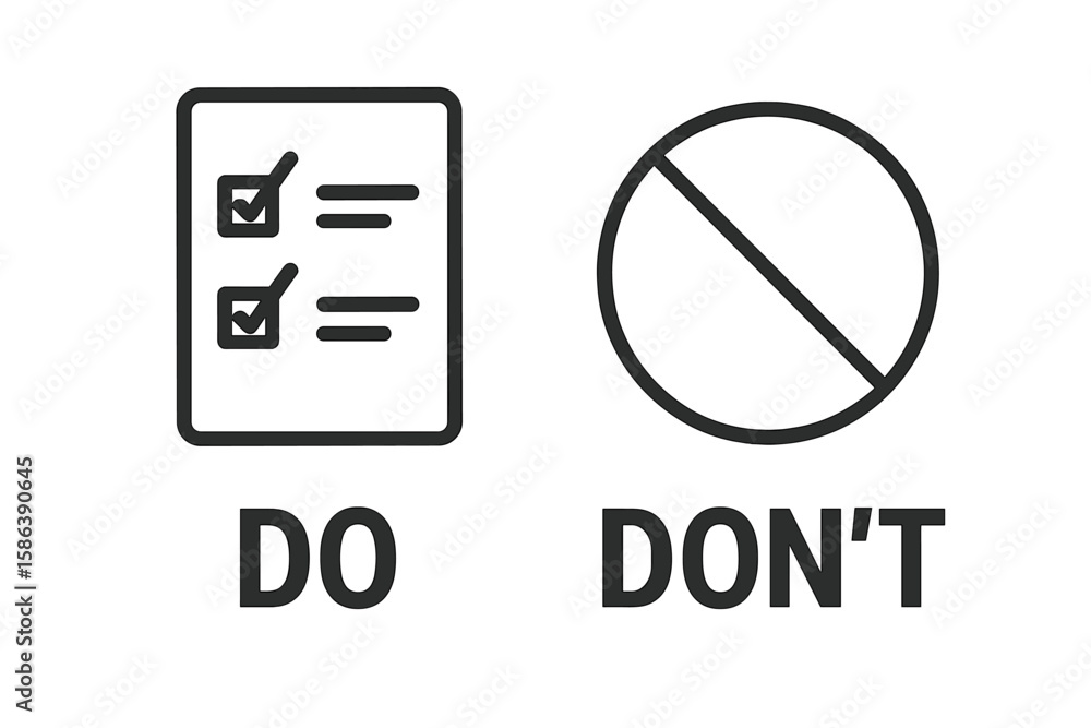 Do's and Don'ts line icon set. To do and not to do symbols for ...