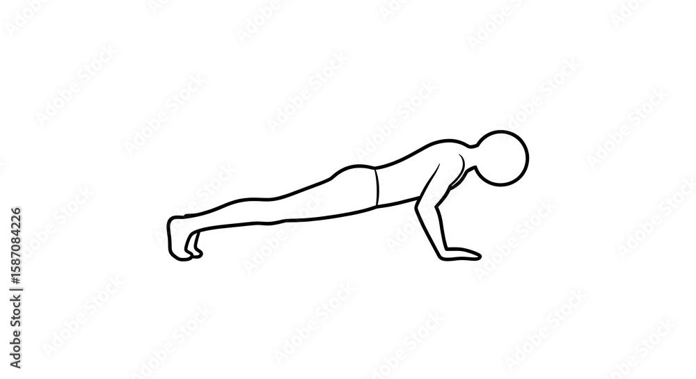 Illustration Stock Stick Figure Demonstrating Proper Push-Up Form for ...