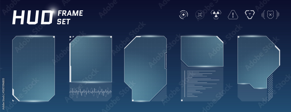 Glowing sci fi HUD with neon blue callouts, virtual charts and ...