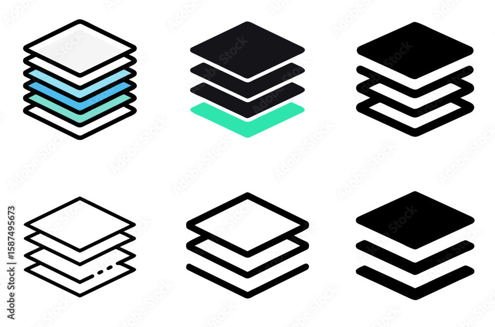 Stack Layers Icon Organize Arrange Overlay Design Symbol Set Stock ...