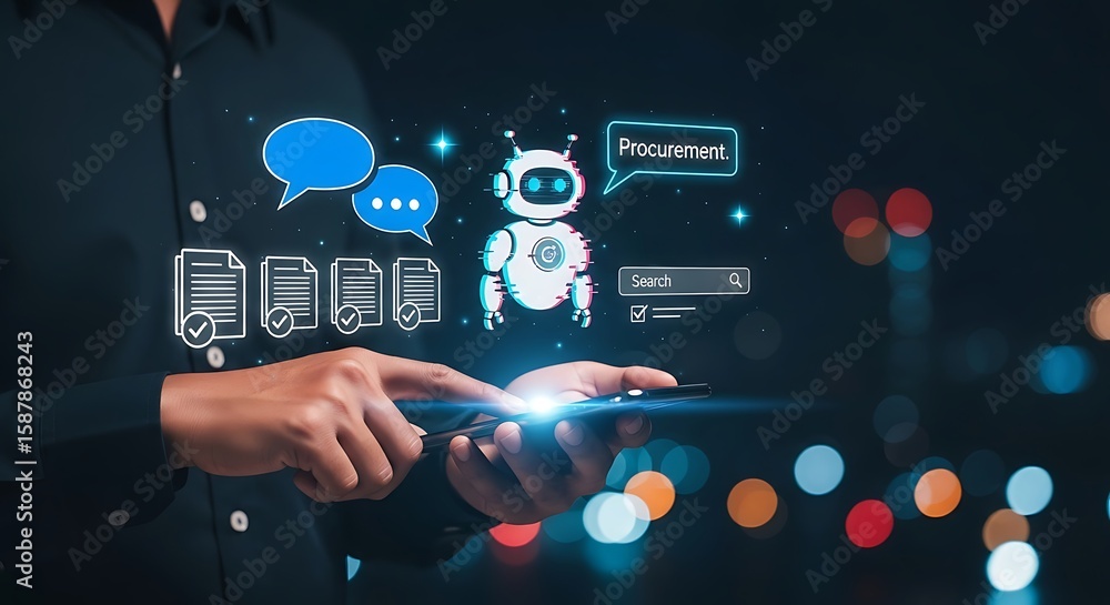 Foto de Stock AI Procurement Interface.Smart Procurement Workflow with ...
