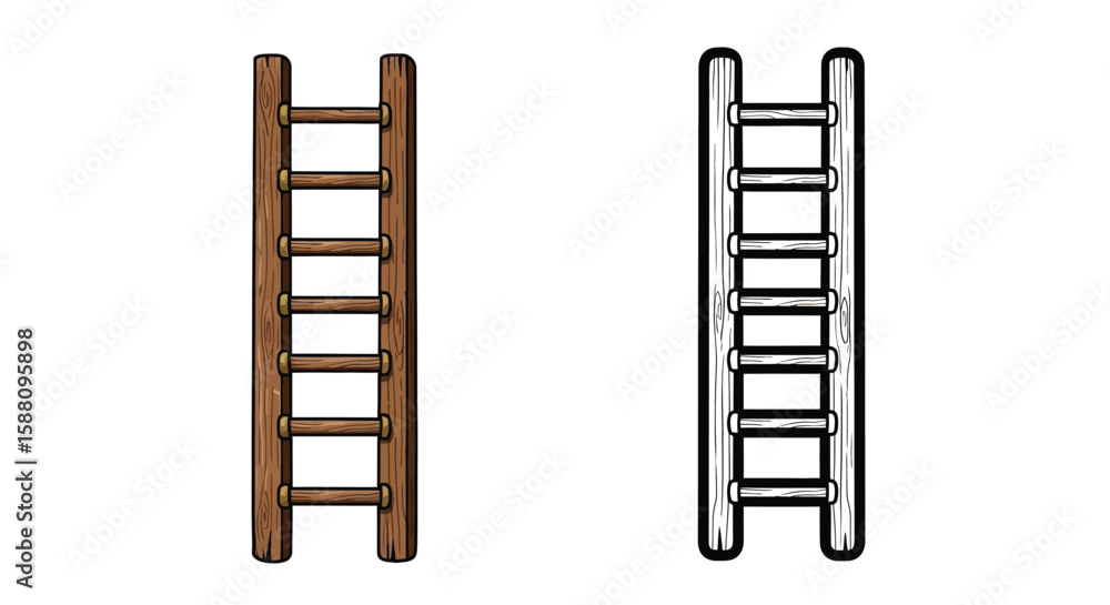 Iron Age Siege Ladder Coloring Page with Detailed Colored and Outline ...