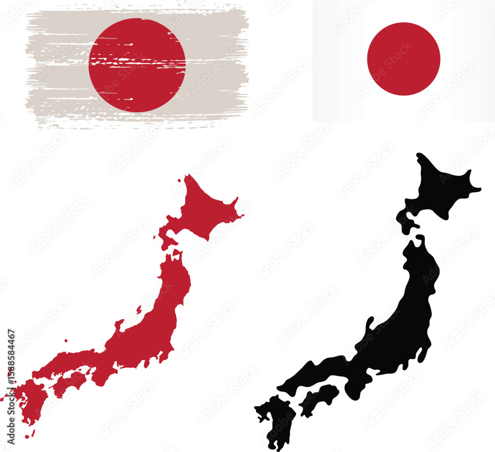 Japan, Japanese flag, Flag of Japan, national flag, white and red flag ...