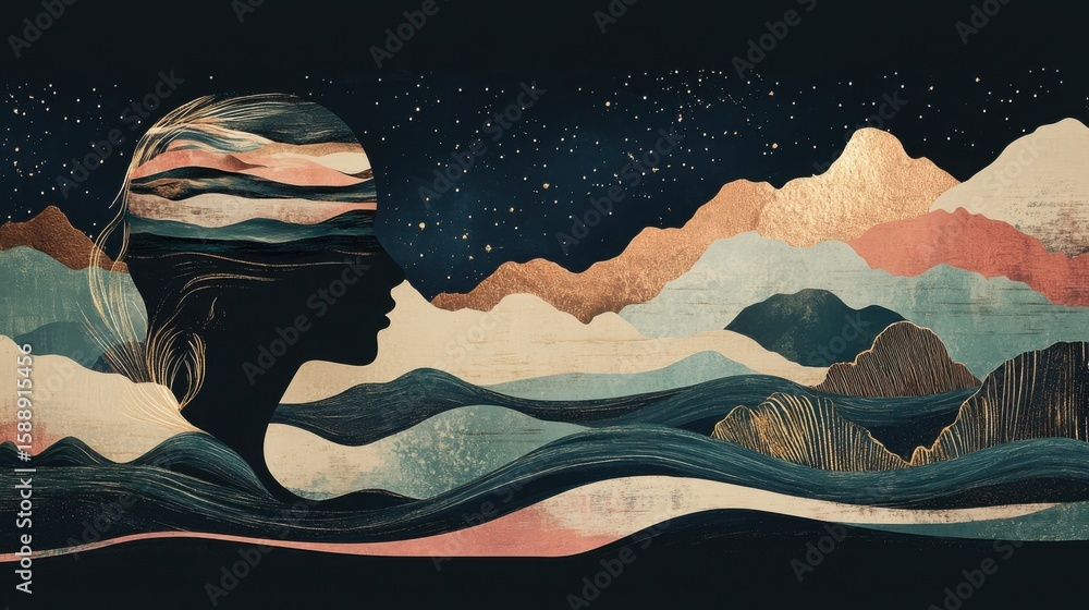 Ilustración de Stock World Mental Health Day poster. stylized human ...