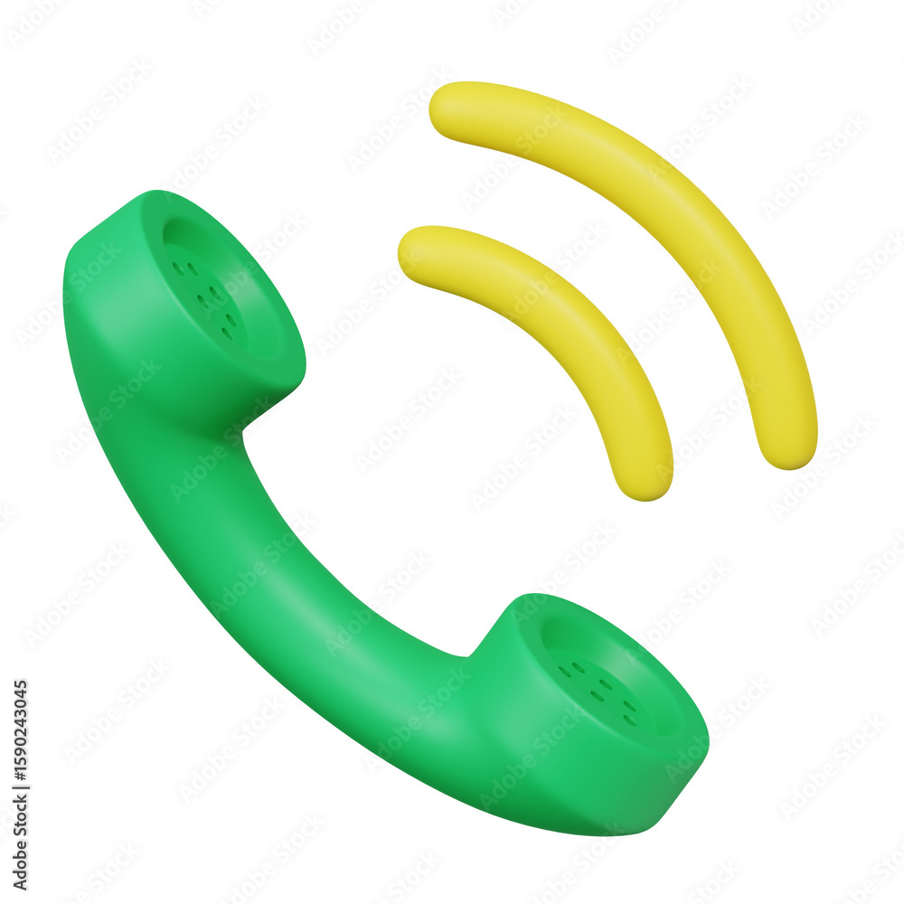 Ringing green landline phone receiver 3d illustration isolated on ...