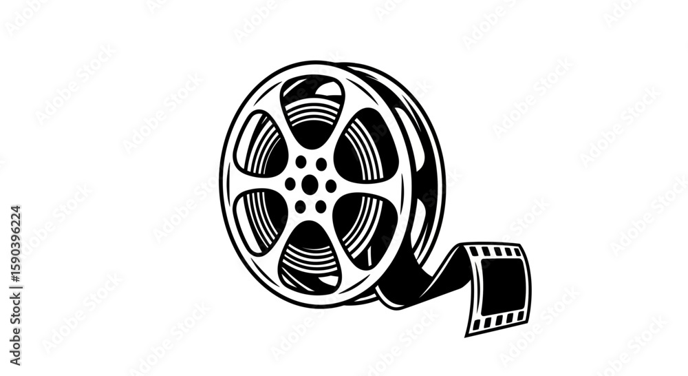 Vector vintage film reel vector illustration for movie industry and ...
