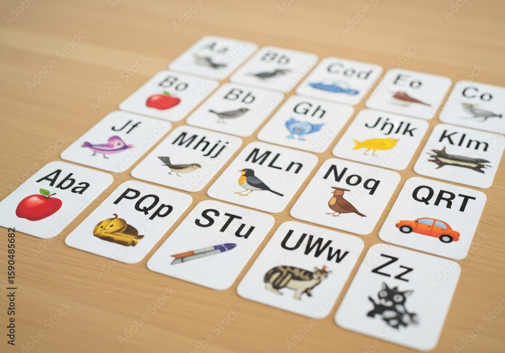 Educational alphabet cards learning letters children preschool teaching ...