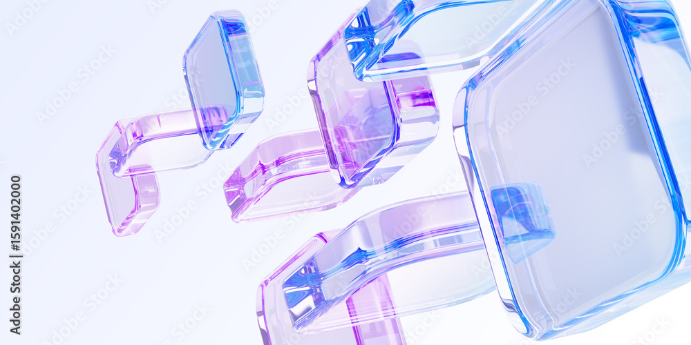 3d pastel light background with abstract glass block pattern. Crystal ...