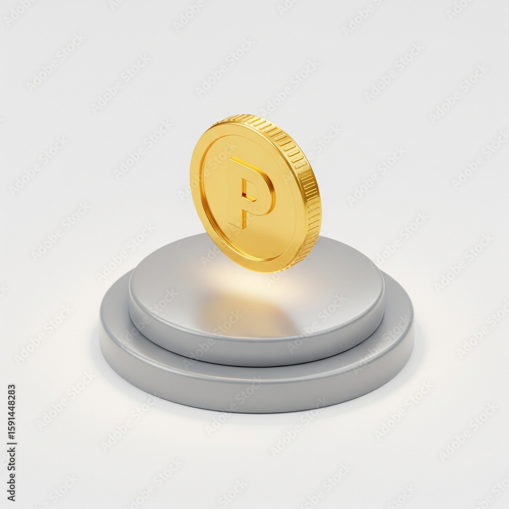 3 Illustration of point coins-gold isolated on white background. Stock ...