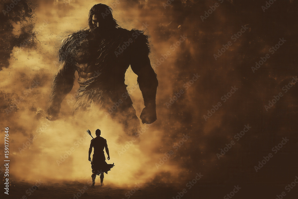 Ilustração David Versus Goliath, Biblical Story Concept Illustration do ...