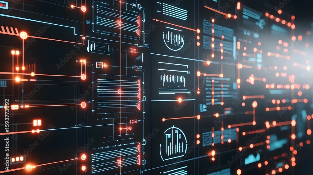 Foto Visualization of an intelligent energy grid system featuring ...