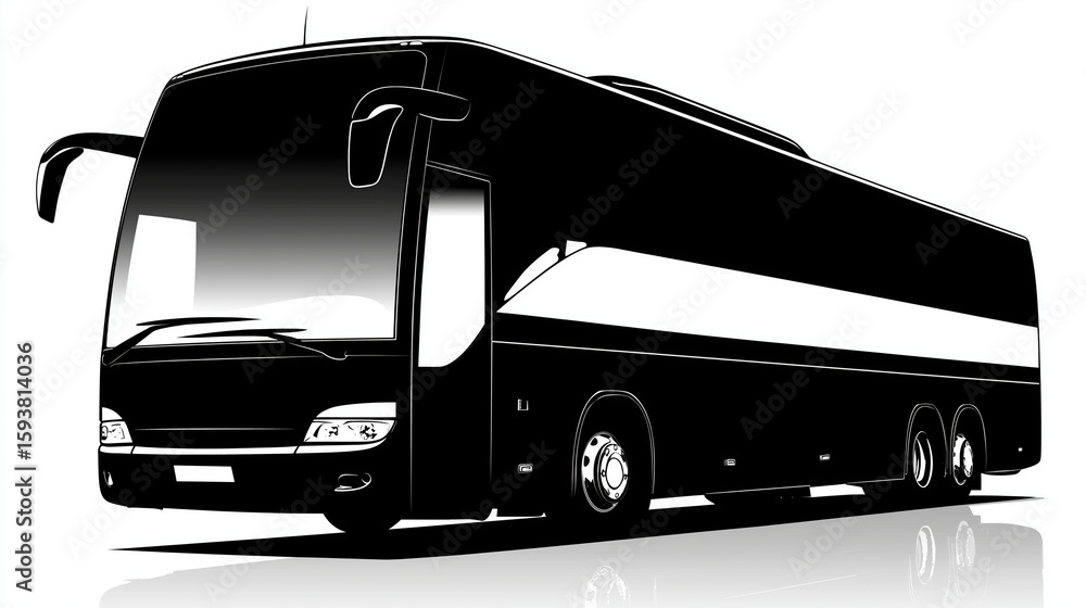 Charter Bus Icon - Coach Vehicle Silhouette Vector Stock Illustration ...