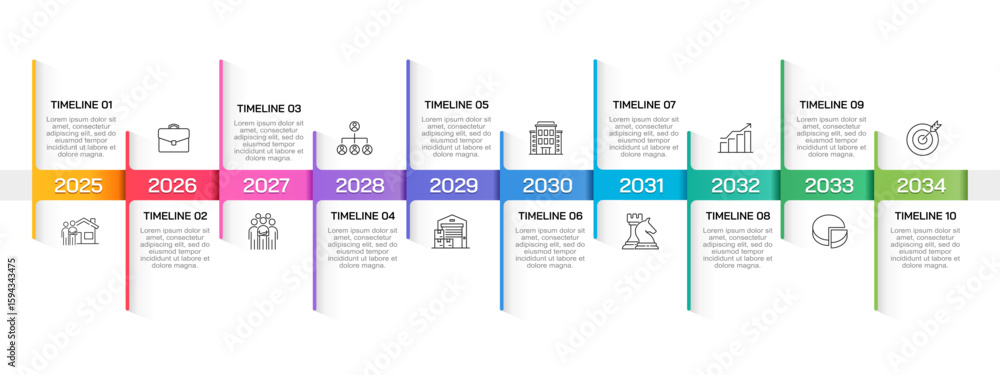 10 years timeline of business design template. Business presentation ...