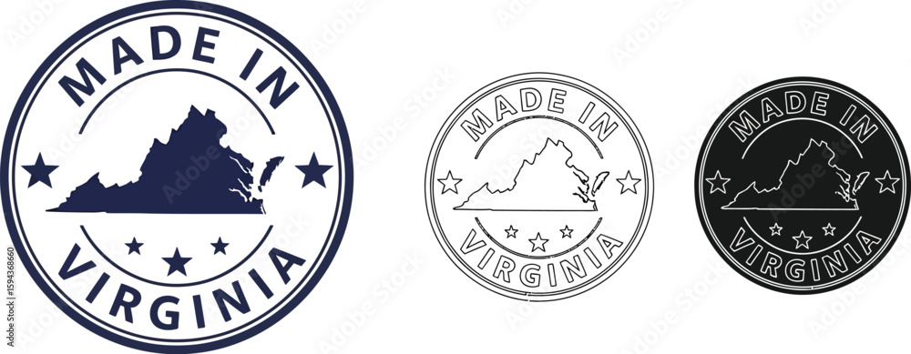 Made in virginia vector stamp design, virginia state outline, quality ...
