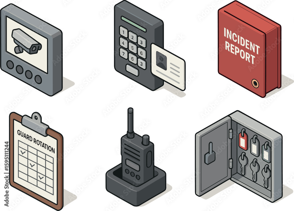 icon CCTV control panel access card reader log incident report binder ...