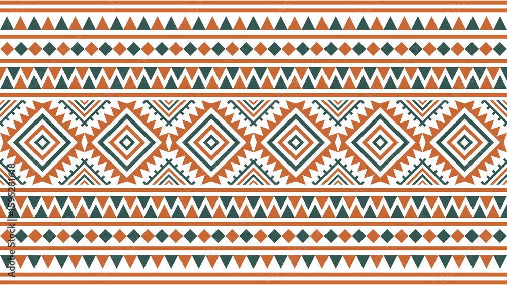 Ethnic seamless tribal pattern in orange, green, Mexican, Aztec and ...