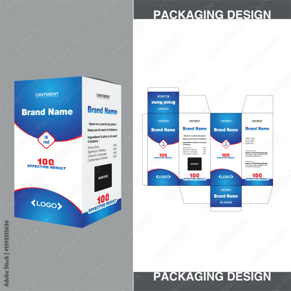 Ointment box packaging design for Medicine Stock Vector | Adobe Stock