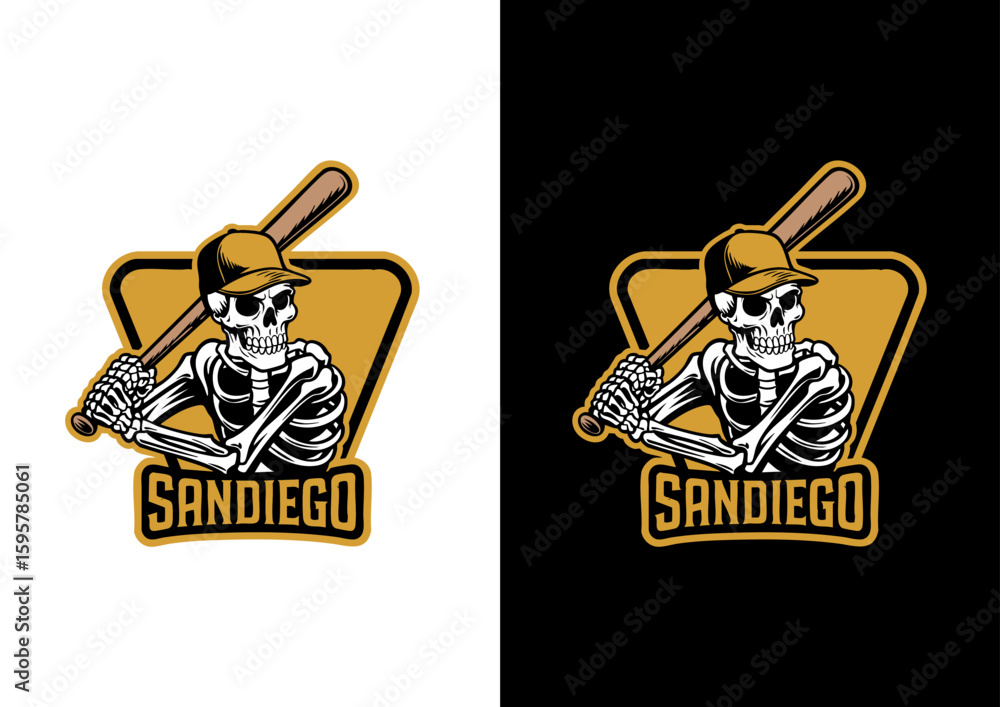 Vector de Stock Skeleton Baseball Mascot Logo. Bold and dynamic ...