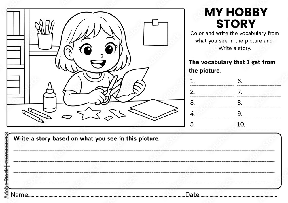 Hobby Story Writing Prompt Worksheets for Grades 1–3, Creative Writing ...