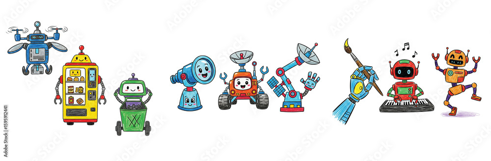 Ilustración de Stock Diverse collection of cheerful and specialized ...