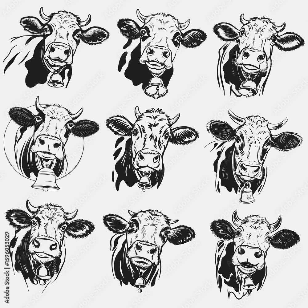 Cow head svg Cricut, Heifer clipart, Farm animal png, Calf funny face ...