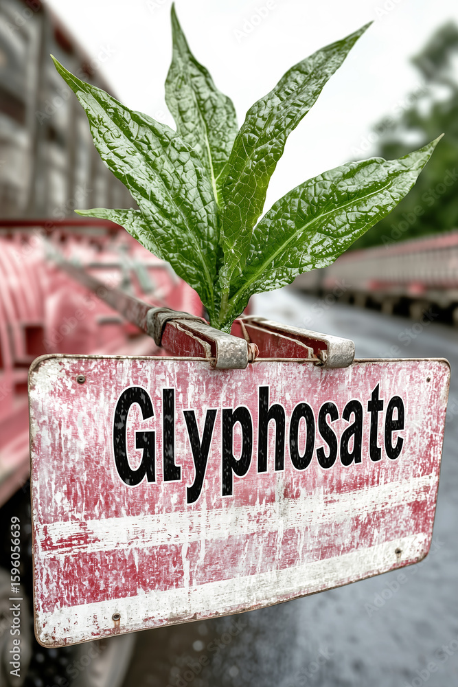 Glyphosate herbicide resistance concept, showing a healthy weed clamped ...