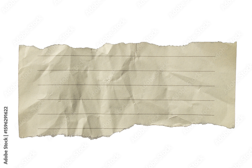 Ripped creased crumpled lined paper torn edges with transparent ...