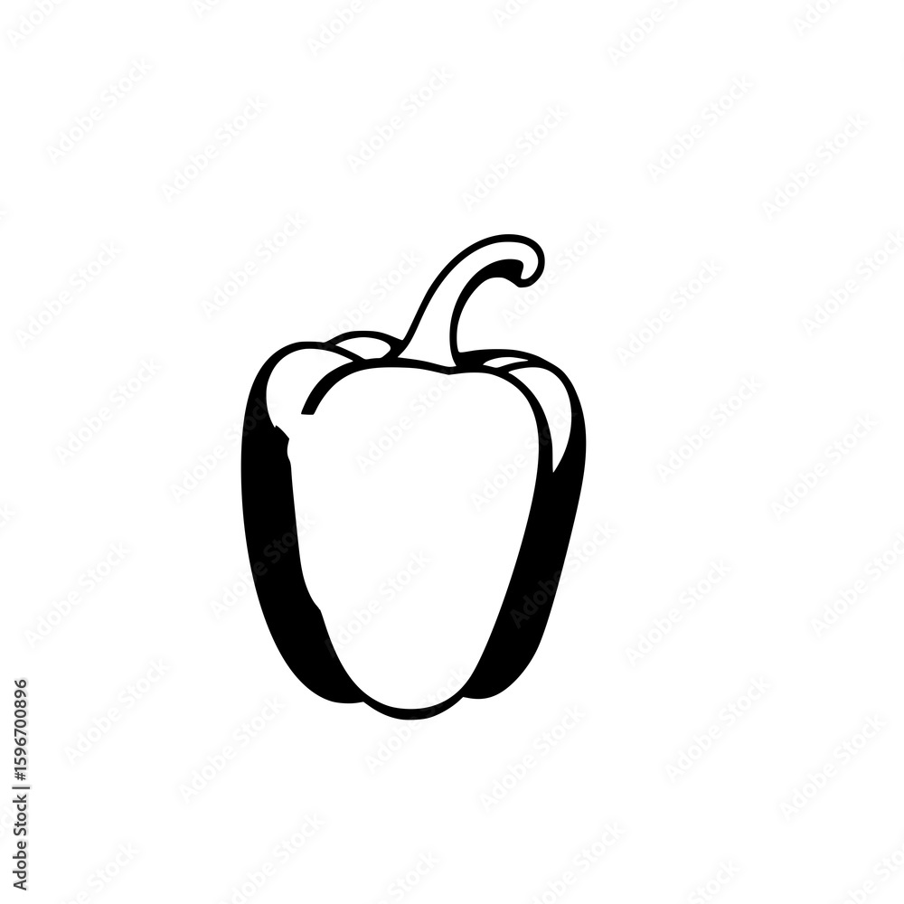 Illustration Stock Bell Pepper Line Art: A simple, bold line art ...