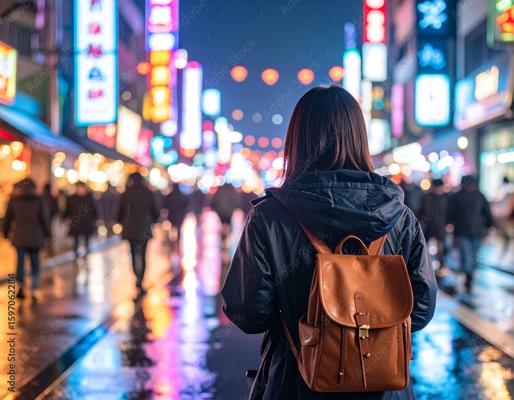 Jakarta Neon Street at Night – Cinematic Urban Asia Scene Stock Photo ...