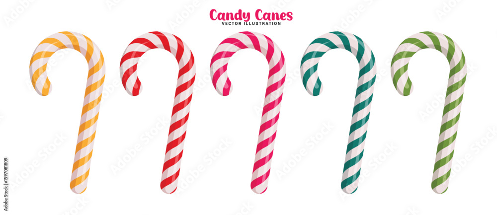 Candy cane clipart set. Colorful xmas candy canes drawing clip art ...