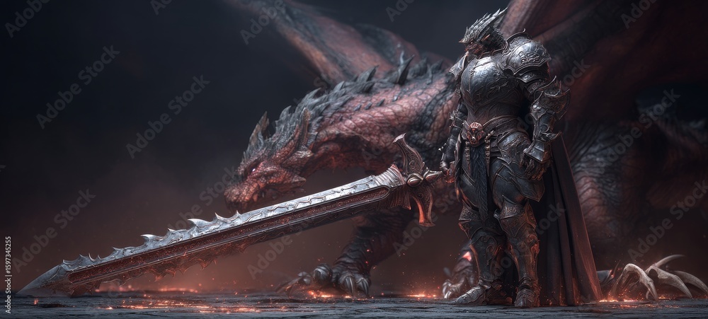 Zdjęcie bez tantiem: Photorealistic Massive Dragon-Slayer War God with ...