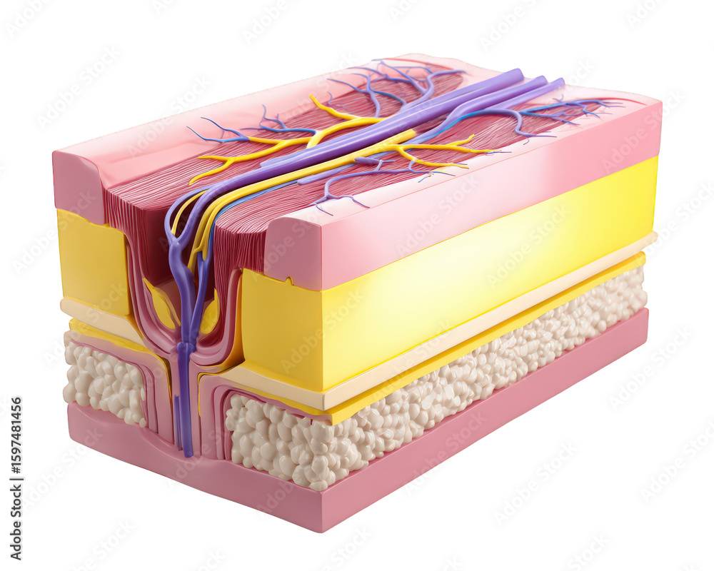 Skin dermis layer diagram capillary loop anatomy medical tissue ...