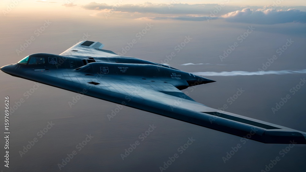 Stealth Bomber B 2 Spirit Flying High Over the Clouds Military Aircraft ...