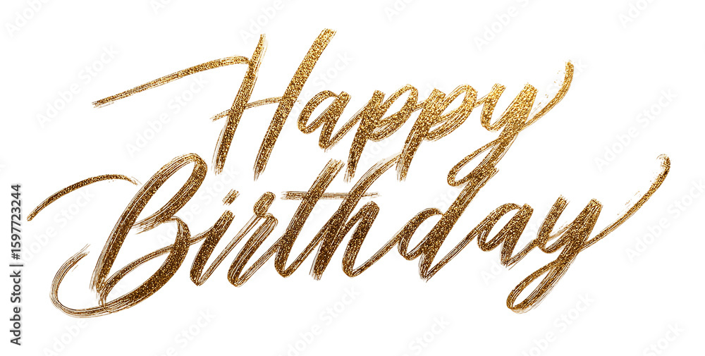 A golden happy birthday lettering design isolated on transparent ...