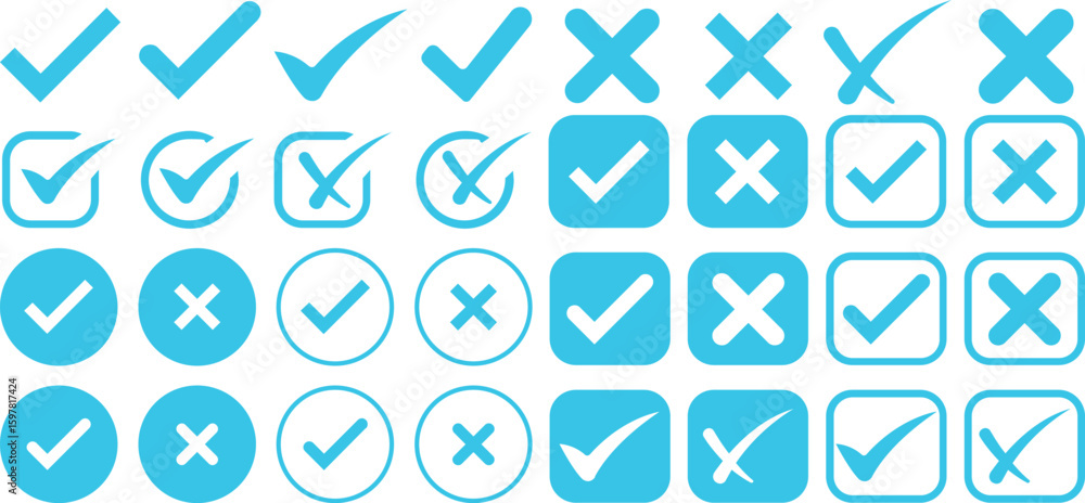 Check tick mark icon set.tick sign accept select confirm correct agree ...