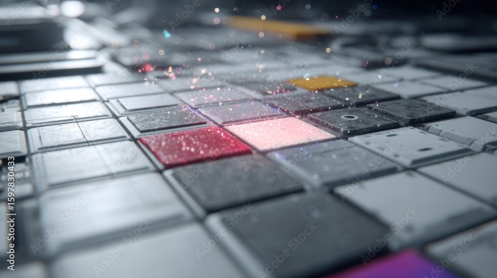 Color changing architectural tiles dynamically shifting from neutral ...