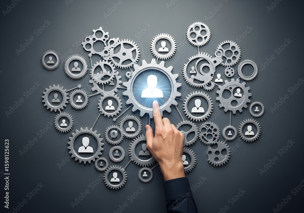 Modern HR management connecting business with talent resources Stock ...