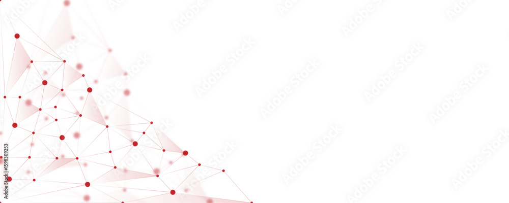 Red white abstract polygon connection mesh digital technology ...