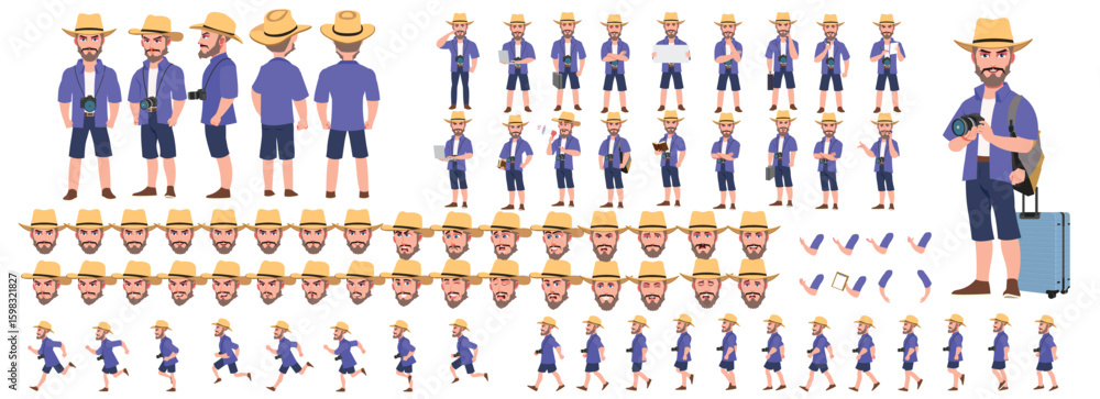 Traveler character model sheet, Character poses, expressions, Walk ...