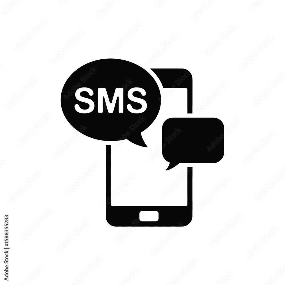 Mobile phone with sms text message notification icon Stock Vector ...